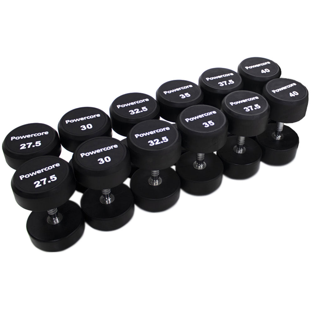 Powercore Round Rubber Dumbbells Set (27.5Kg - 40Kg) – MiFitness